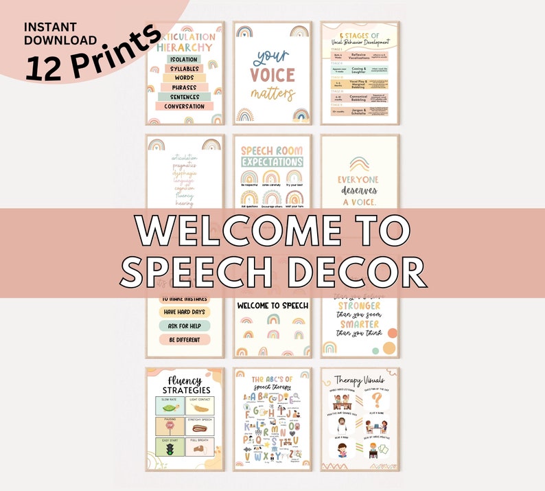 Welcome to Speech Bundle, Set of 12, Speech Language Pathology Posters ...