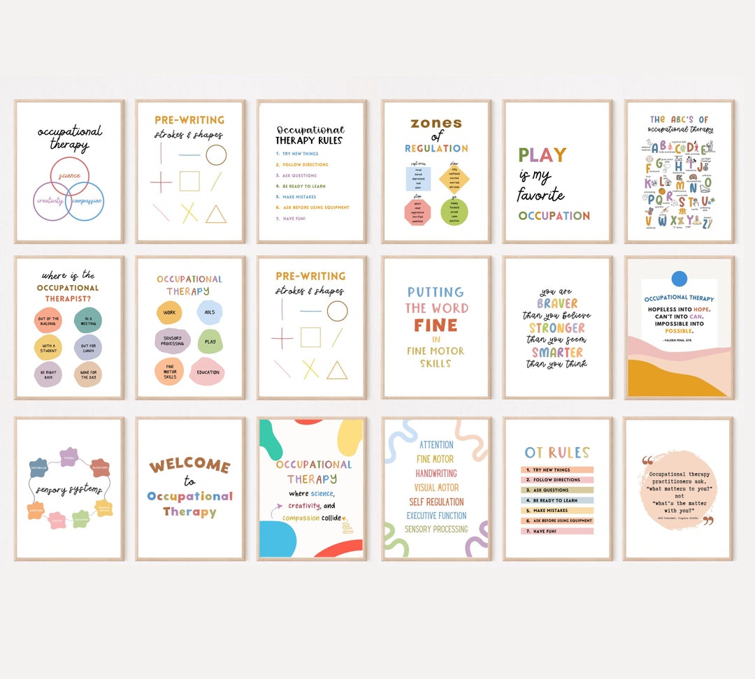 Occupational Therapy Posters, Set of 18, Occupational Therapy Bundle ...