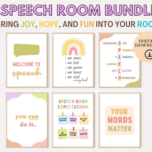 Speech Therapy Wall Decor Bundle Set of 4 Speech Room Decor - Etsy