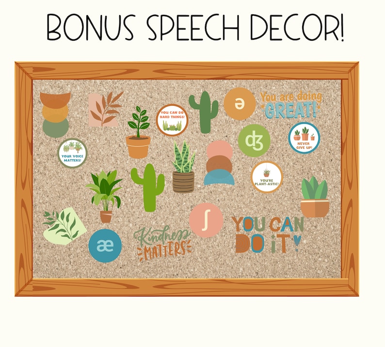 Speech Bundle Boho Plants Speech Therapy Decor - Digital Classroom ...
