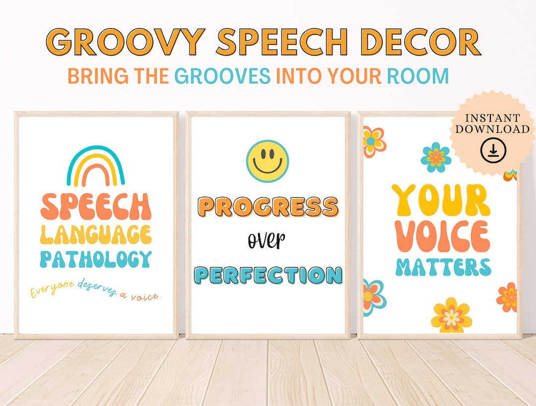 Groovy Speech Therapy Decor Bundle, SLP Office Decor, SLP Poster ...