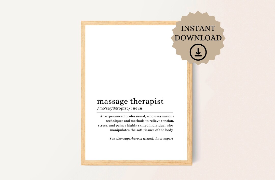 Massage Therapist Definition Print, Massage Therapist Gift, Massage ...