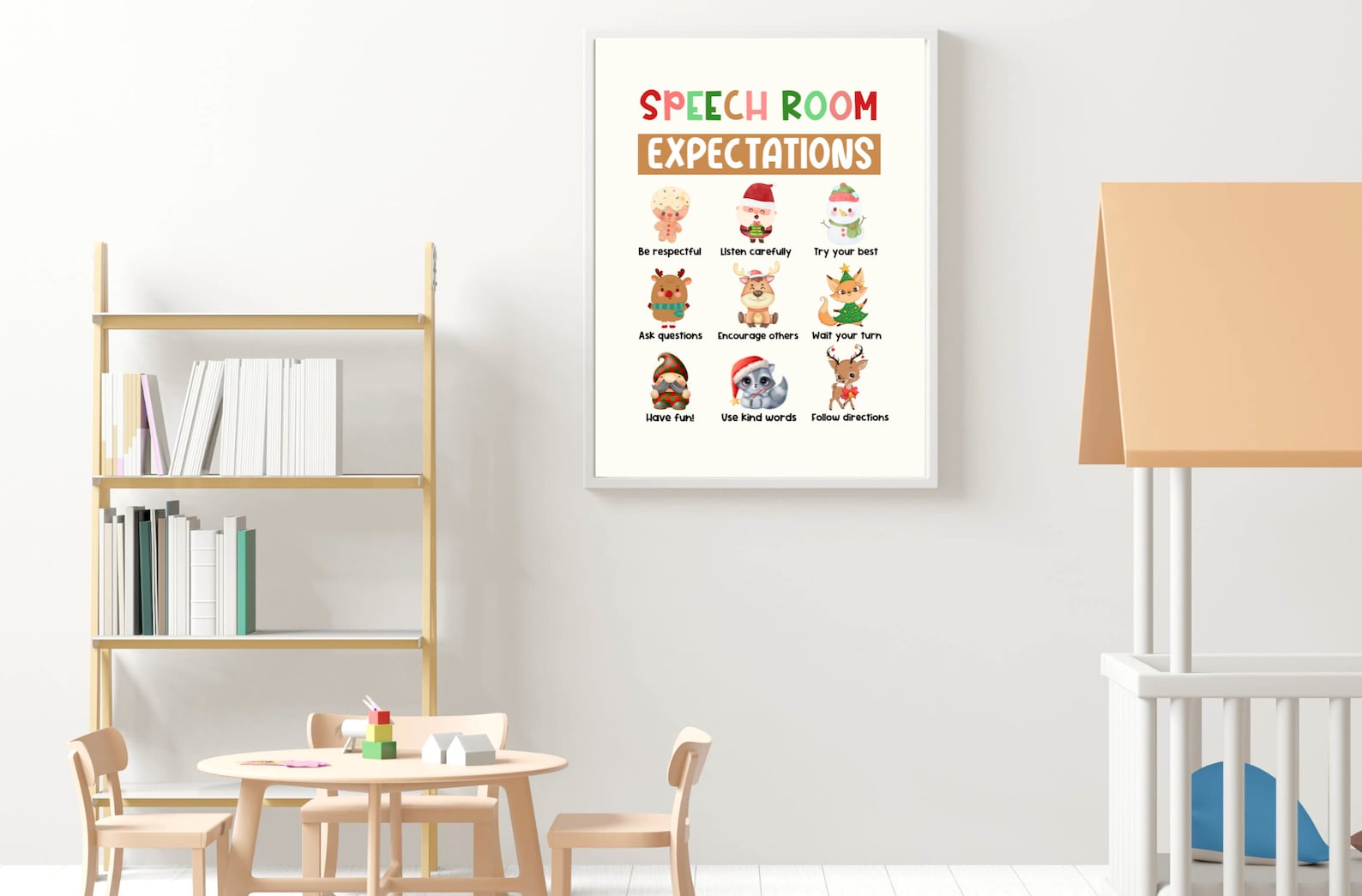 Christmas Speech Room Expectations Sign, Speech Therapy Room Decor ...