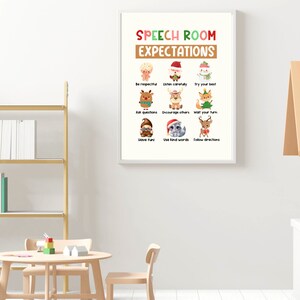 Christmas Speech Room Expectations Sign, Speech Therapy Room Decor ...
