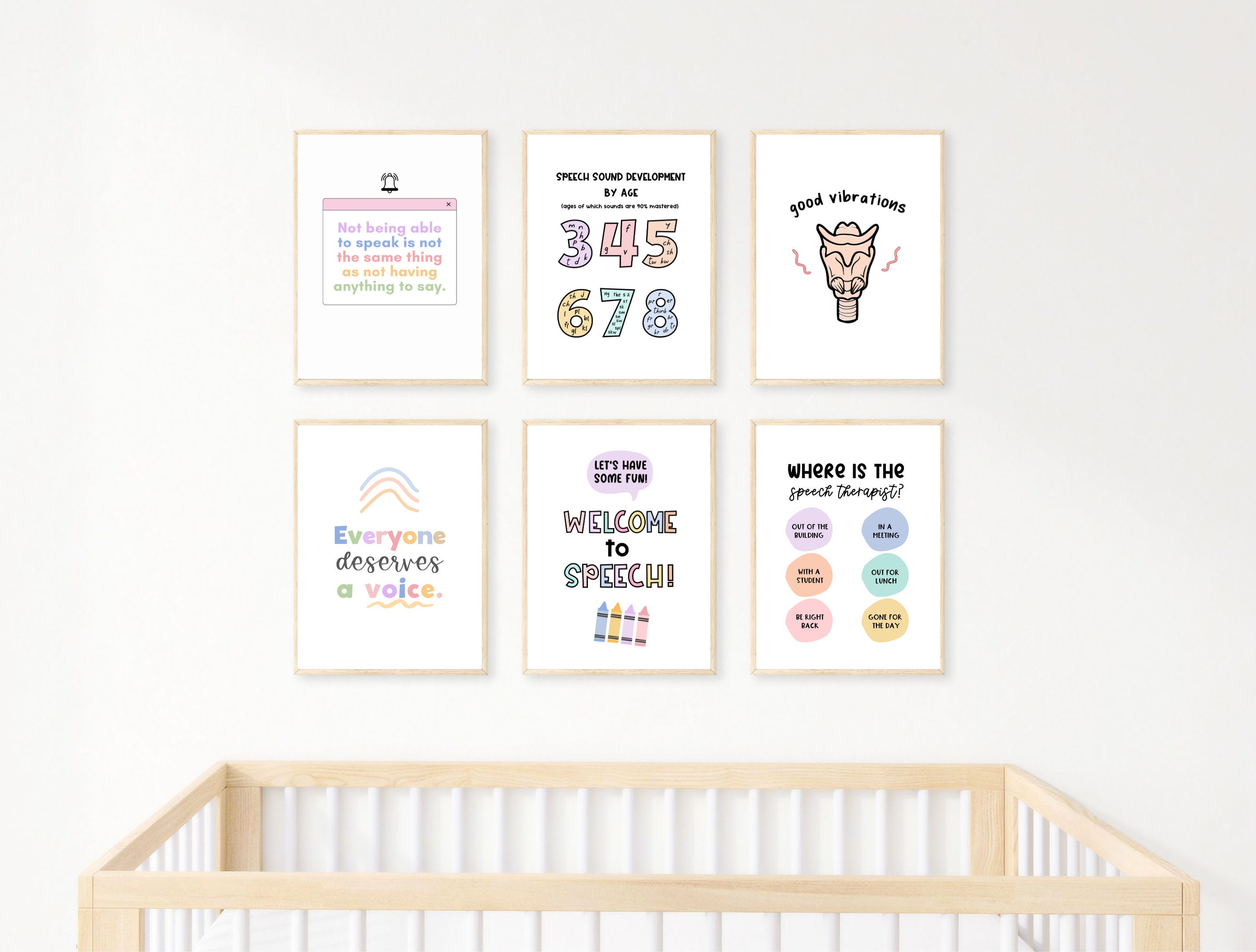 Pastel Speech Therapy Decor, Set of 6, Speech Classroom Decor, Speech ...
