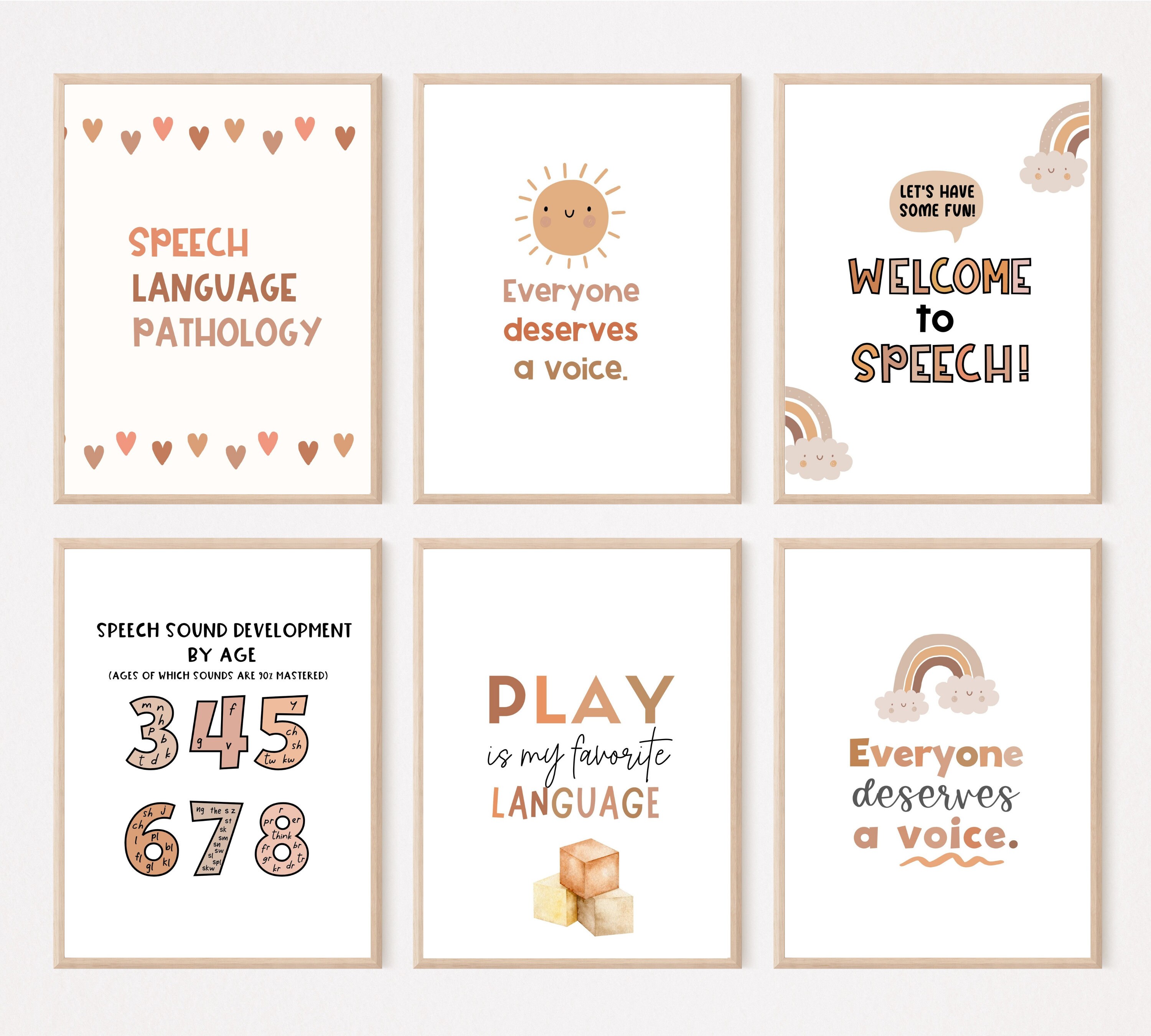 Boho Speech Therapy Decor Bundle, Set of 16, Printable Speech Room ...