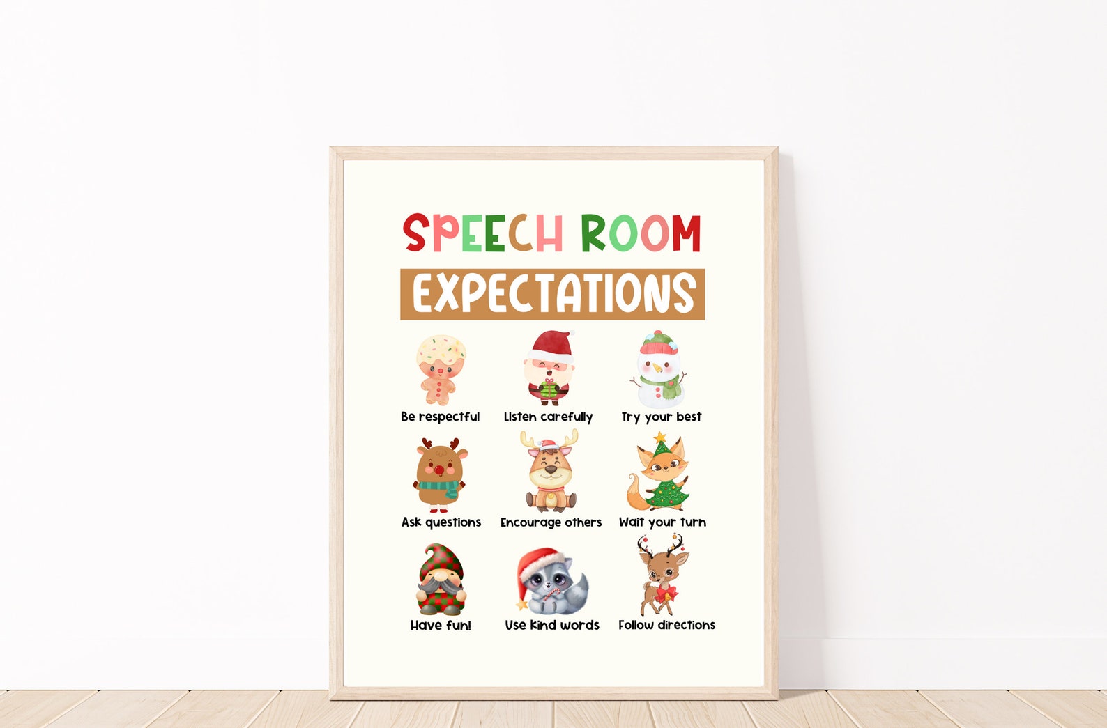 Christmas Speech Room Expectations Sign, Speech Therapy Room Decor ...