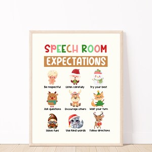 Christmas Speech Room Expectations Sign, Speech Therapy Room Decor ...