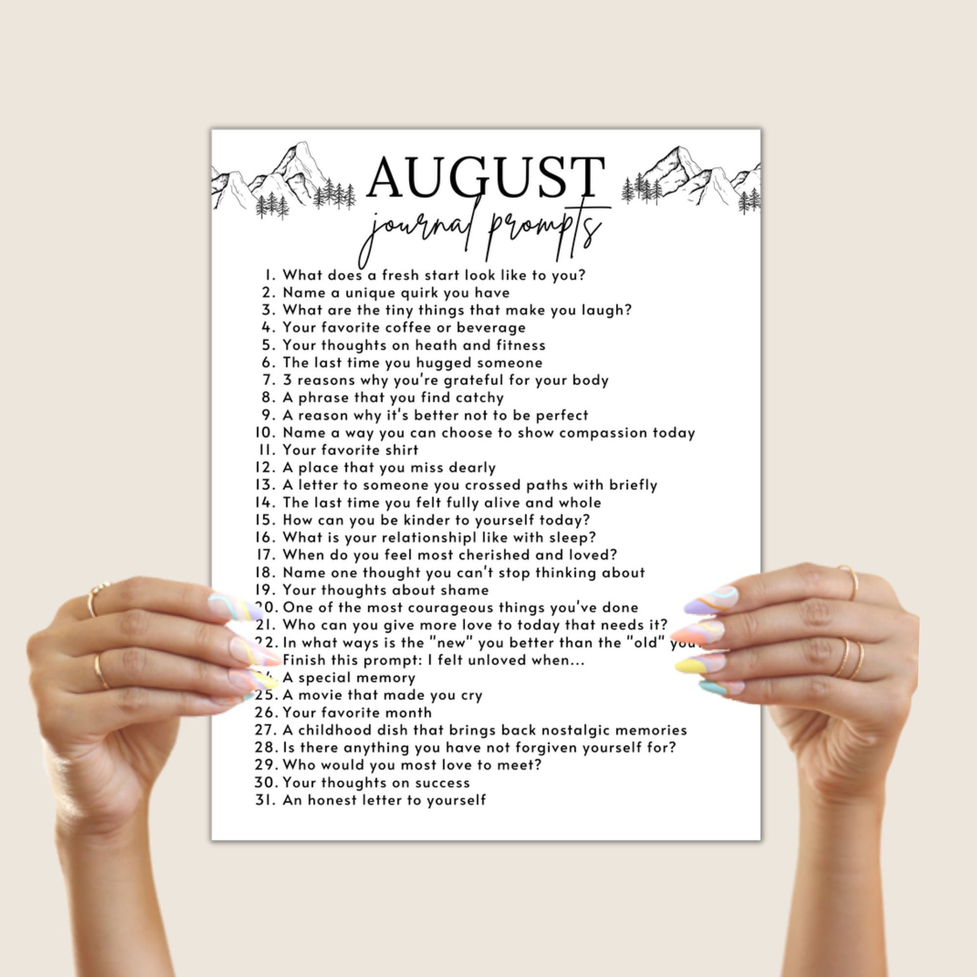 365 Journal Prompts Printable Monthly Journal Prompts Daily - Etsy