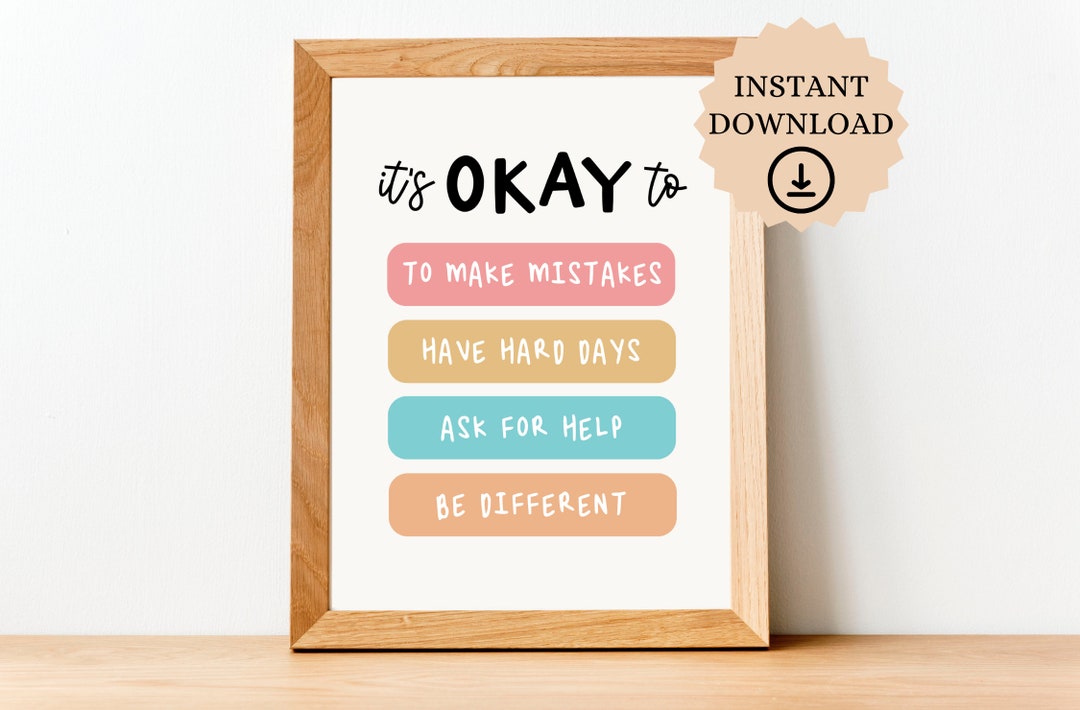 It's Okay to Poster Printable, Speech Therapy Print, SLP Print, Speech ...