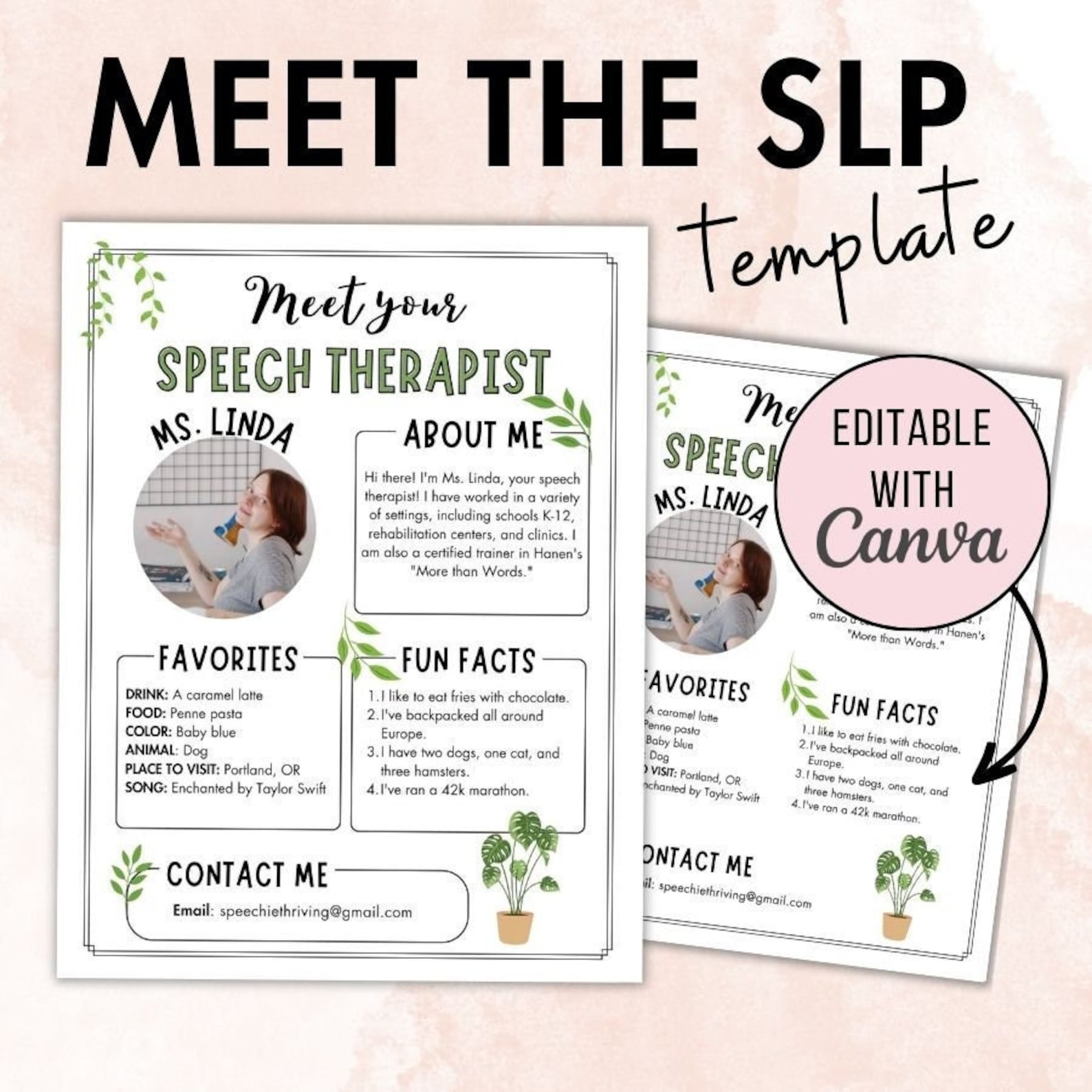 Meet the SLP Template Meet the Speech Therapist Canva - Etsy
