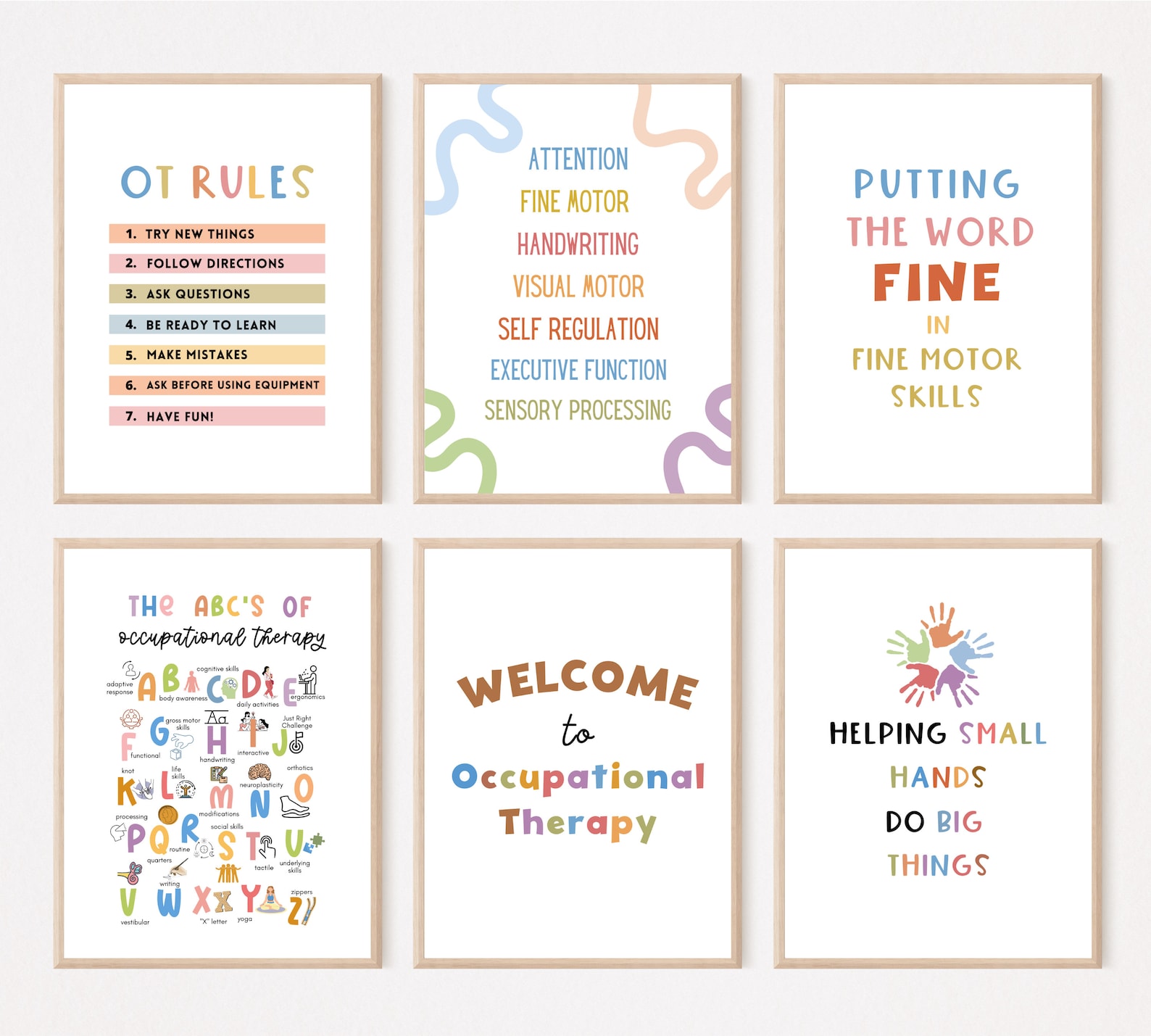 Occupational Therapy Posters, Set of 15, Occupational Therapy Bundle ...