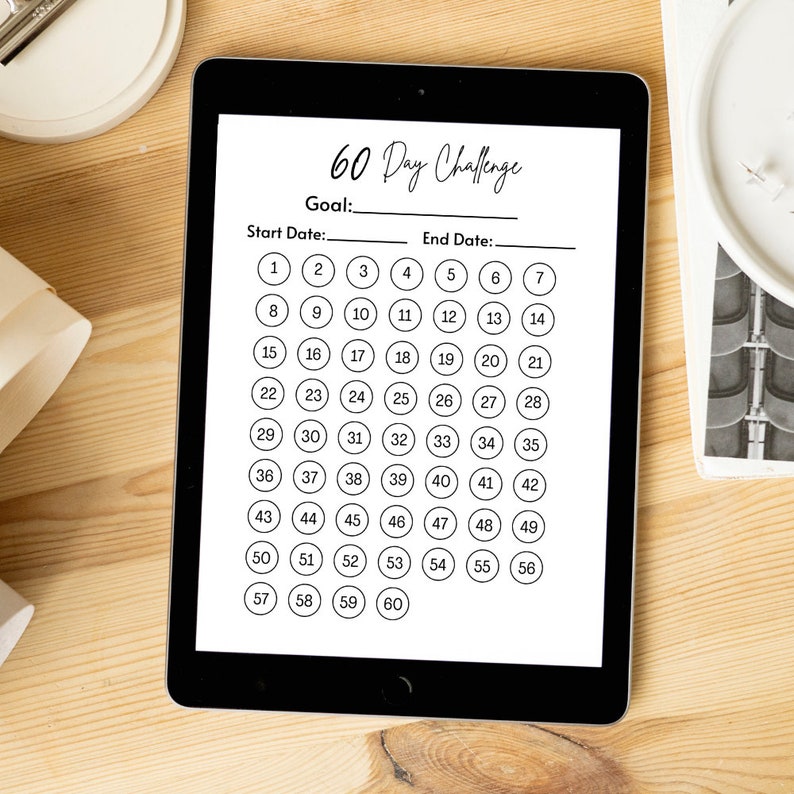 60 Day Challenge Tracker Printable | Goal Progress Tracker | Habit ...