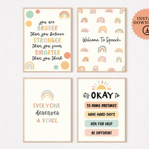 Pastel Rainbow Speech Therapy Classroom Decor, Speech and Language ...