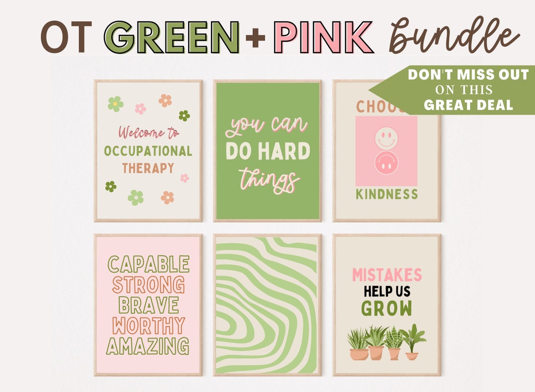 Occupational Therapy Green and Pink Poster Bundle, Set of 6 ...