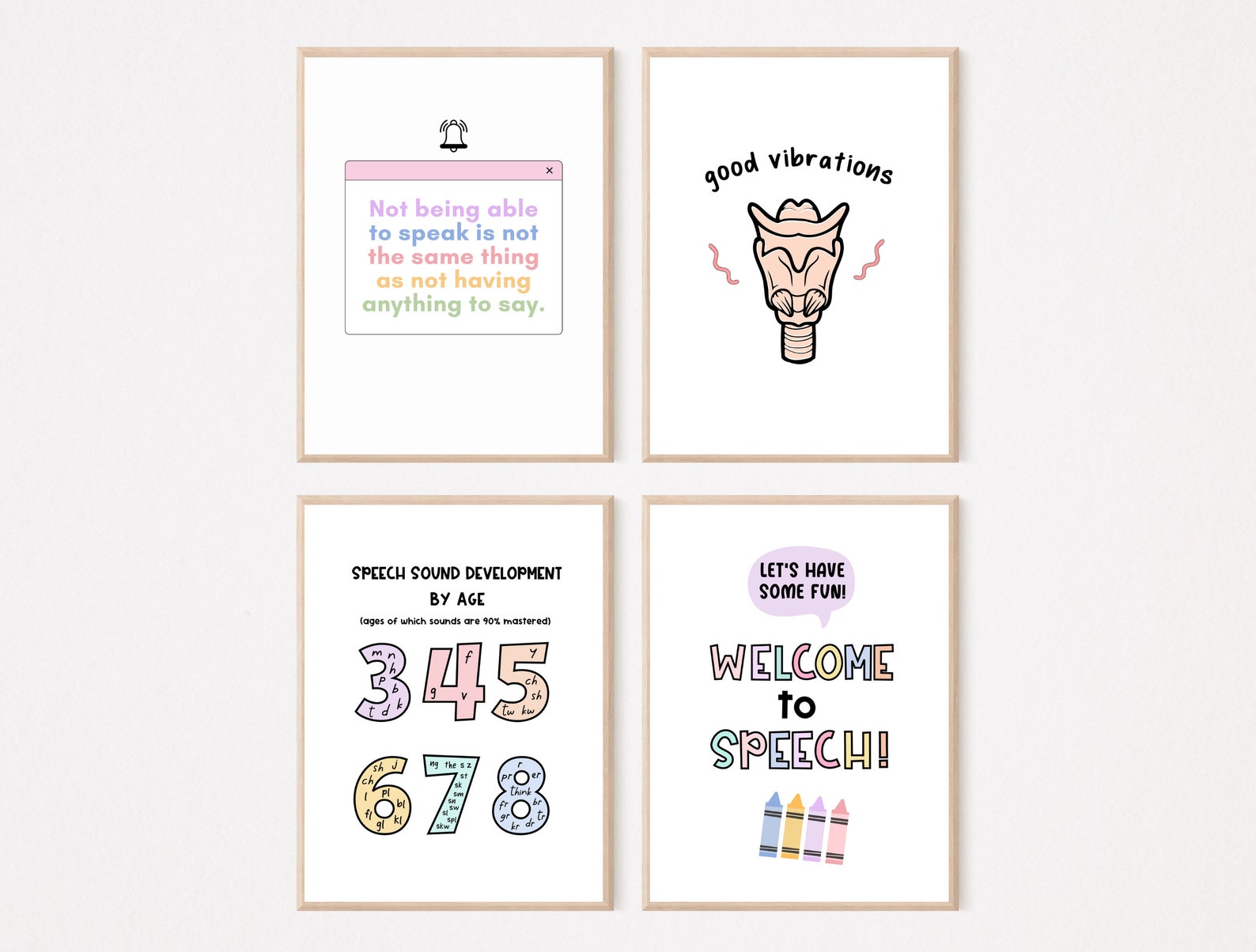 Pastel Speech Therapy Decor, Set of 6, Speech Classroom Decor, Speech ...