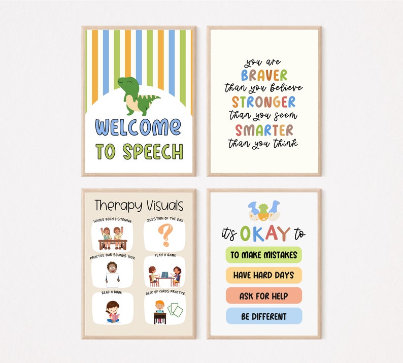 Dinosaur Themed Speech Therapy Decor Bundle Speech Therapy - Etsy