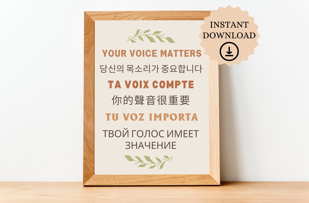 Multilingual Your Voice Matters Poster, Bilingual Speech Therapy Poster ...