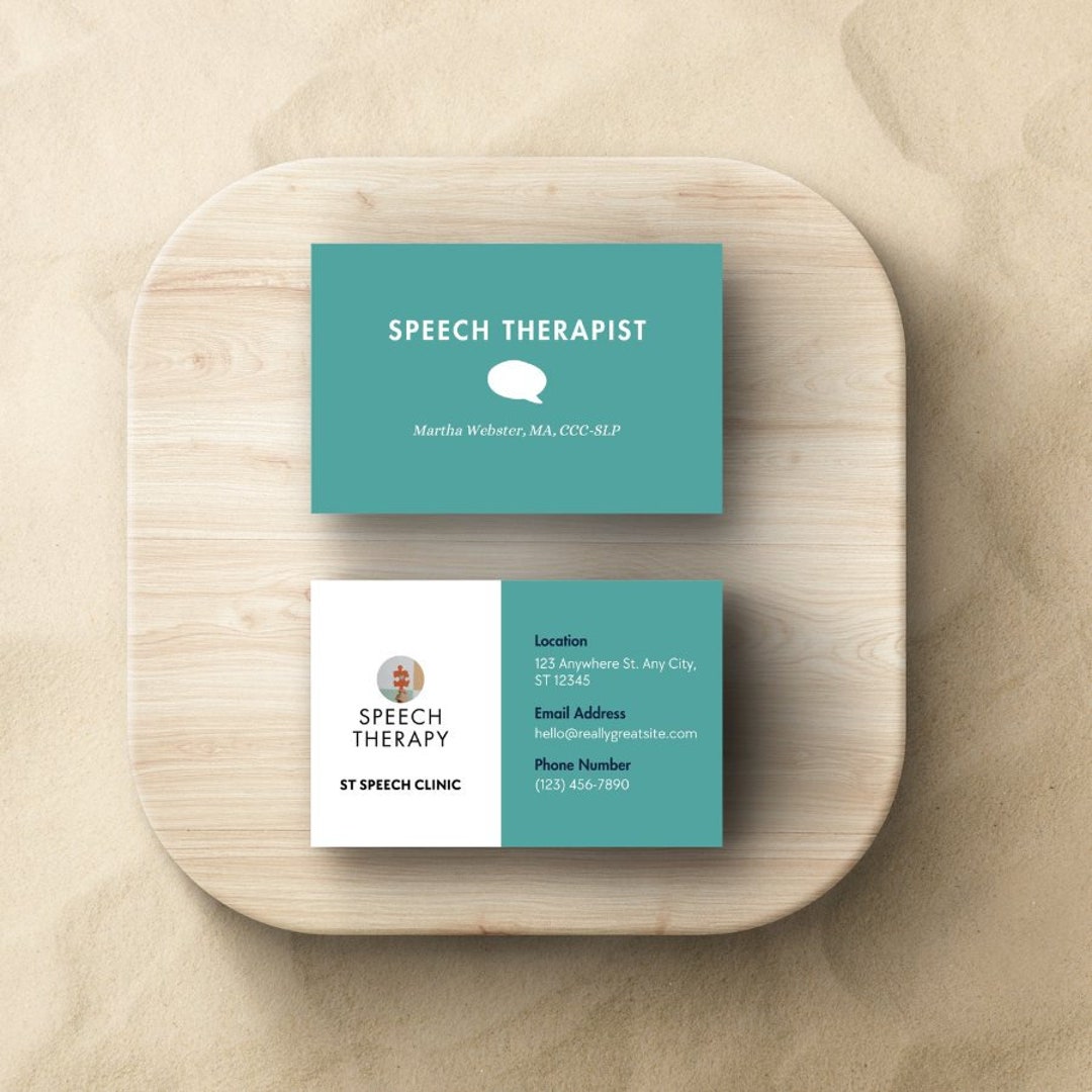 Speech Therapist Business Card, Canva Editable Template, Speech Therapy ...
