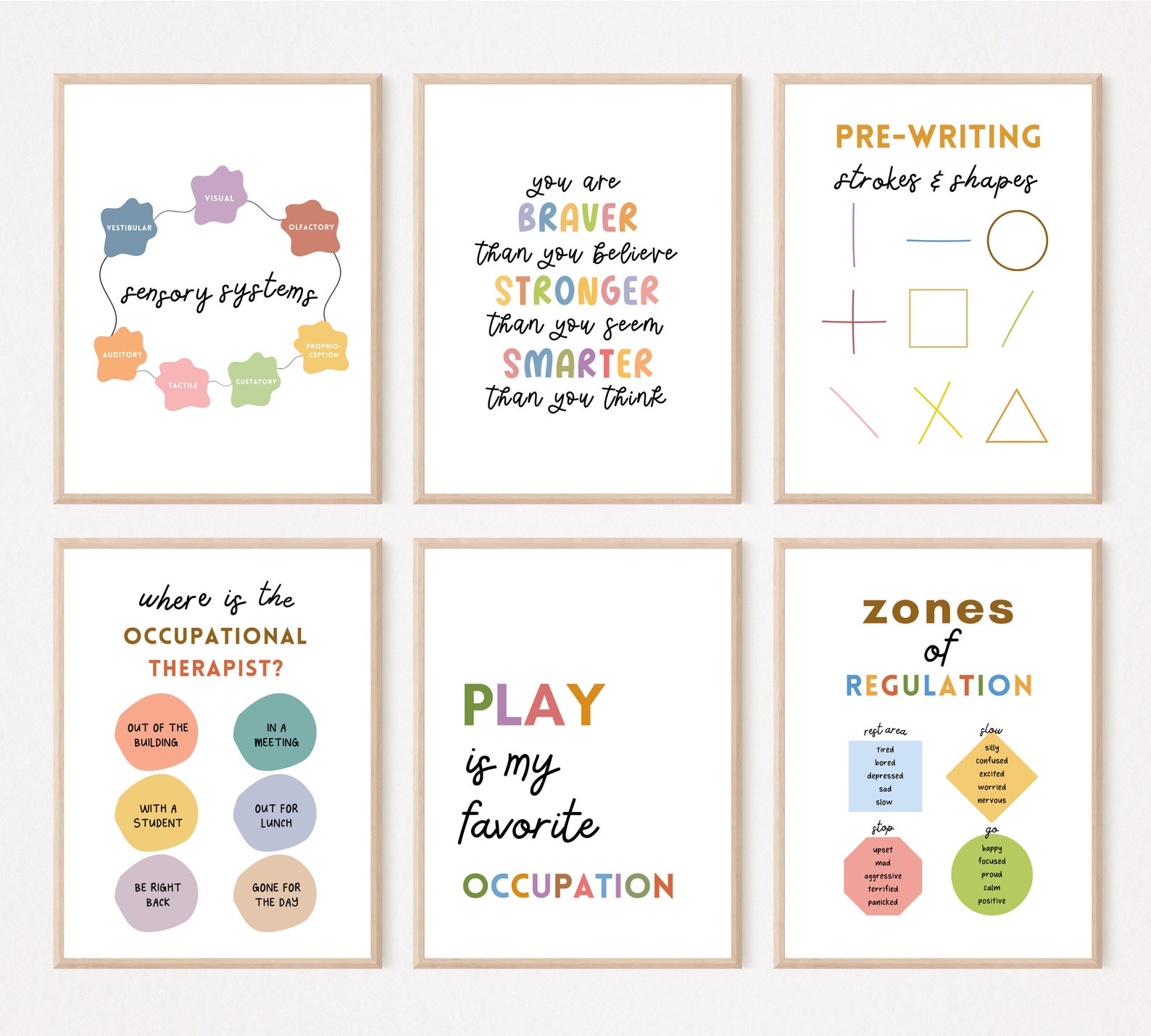 Occupational Therapy Posters, Set of 15, Occupational Therapy Bundle ...