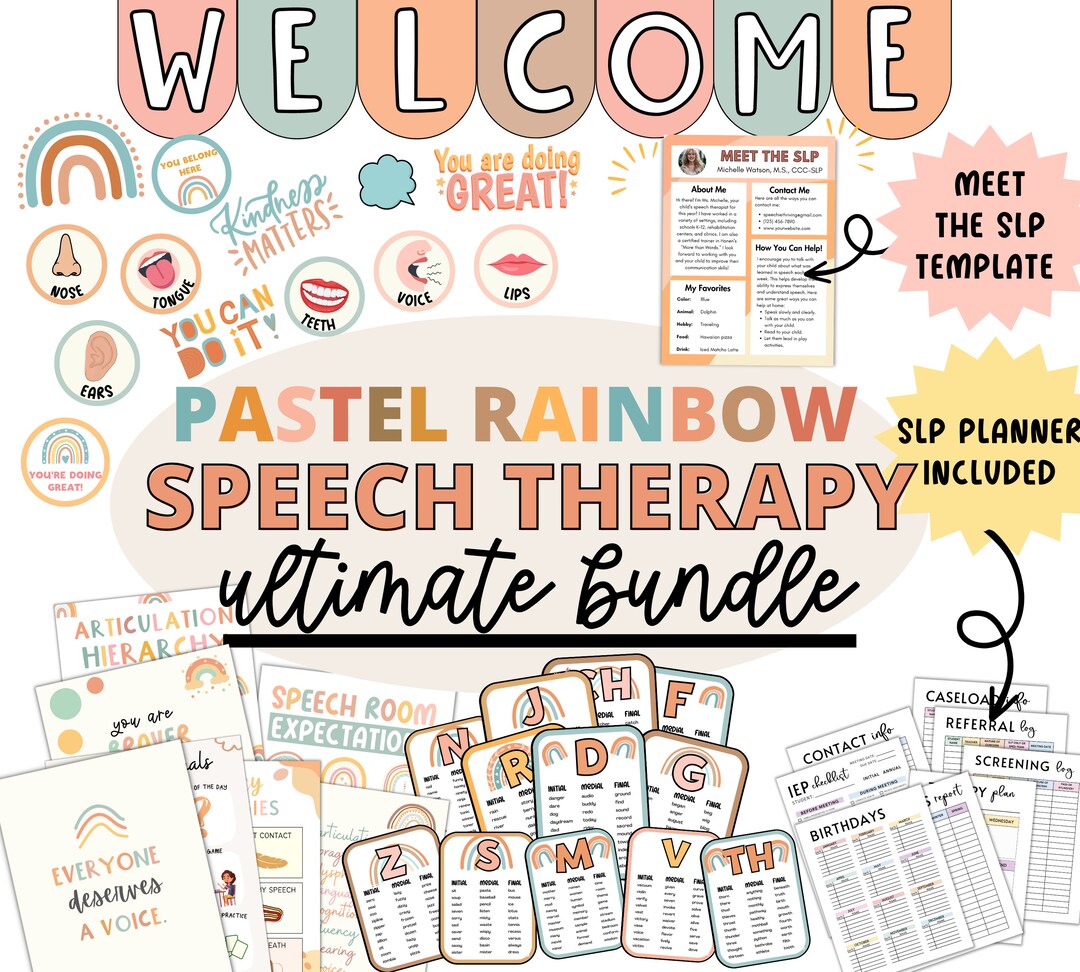 Ultimate Pastel Rainbow Speech Bundle, Speech Classroom Decor, Speech ...