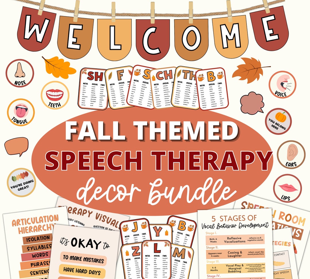 Fall Themed Speech Bundle, Speech Therapy Classroom and Office Decor ...