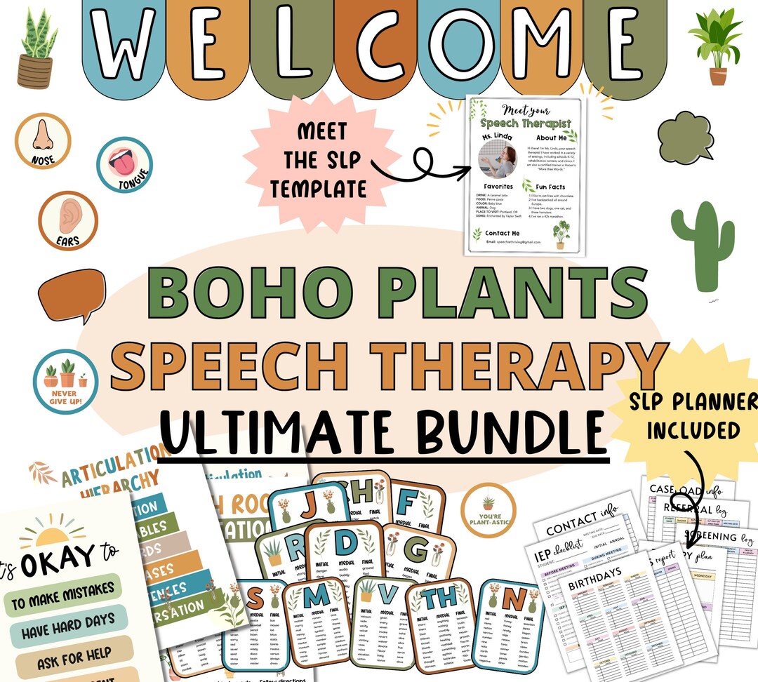 Ultimate Boho Plants Speech Bundle, SLP Planner, Meet the SLP Canva ...