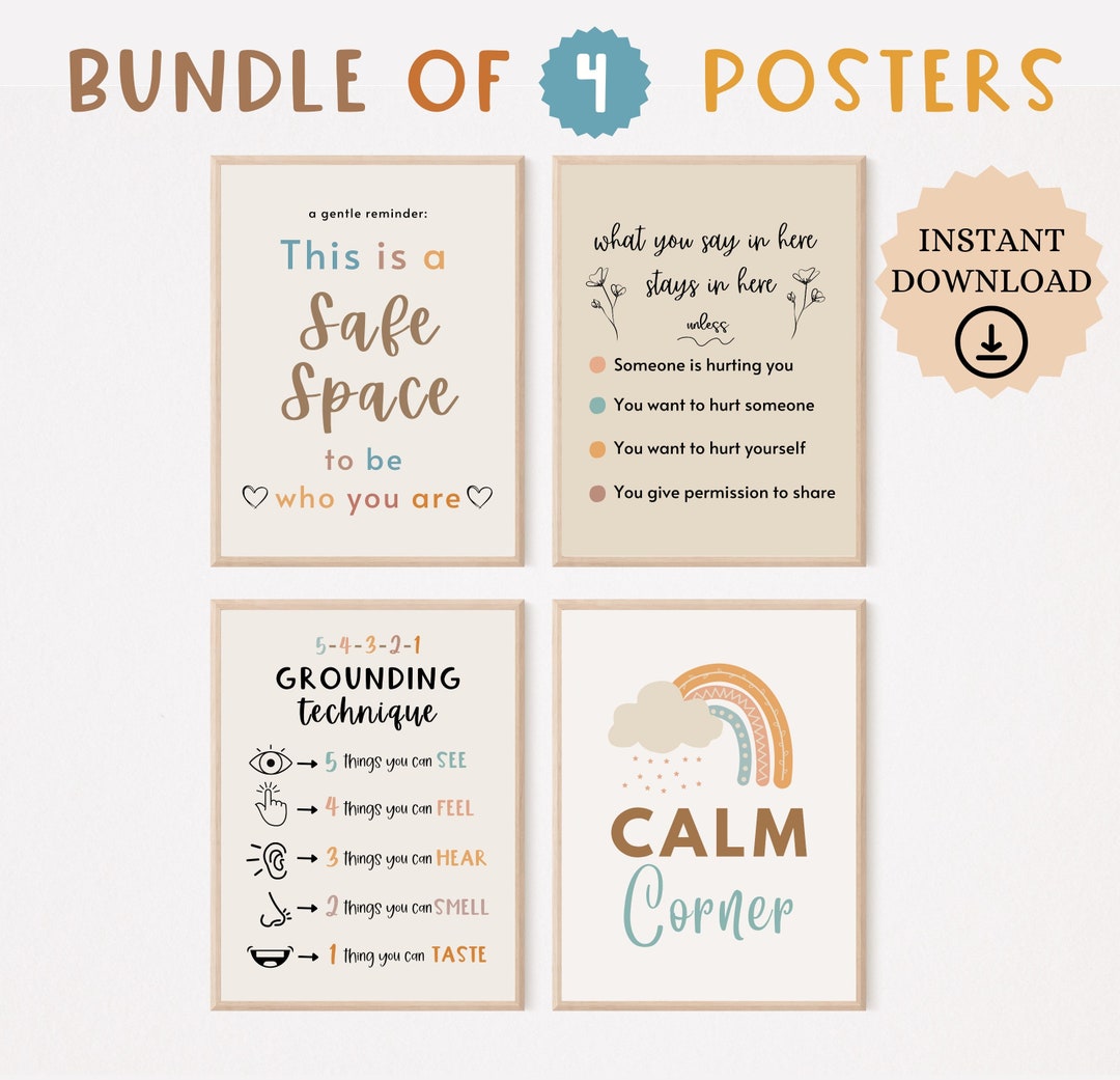 Boho School Counseling Posters, Mental Health Bundle, Counselor Office ...