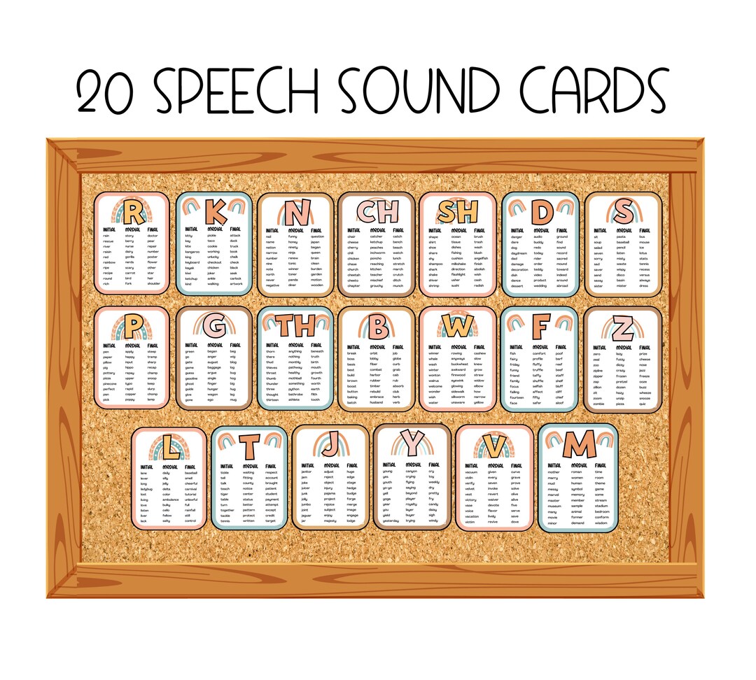 Pastel Speech Sound Cards, Set of 20, Speech Materials, Speech ...