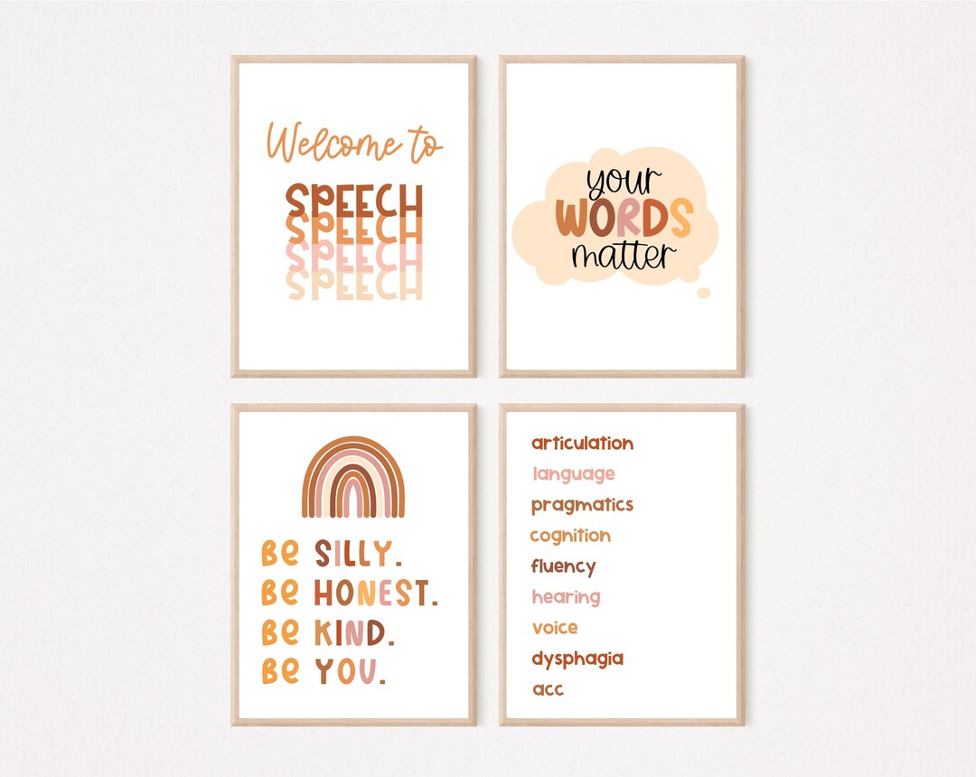 Boho Speech Therapy Bundle, Set of 4, Speech Room Decor Bundle, Speech ...