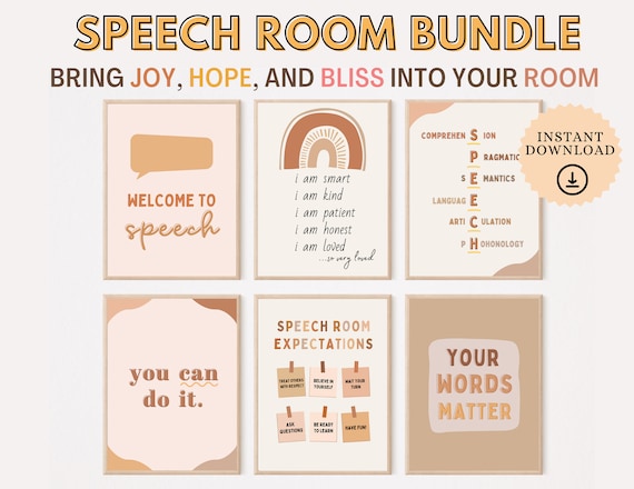 Boho Speech Room Decor Bundle Set of 6 SLP Classroom Decor - Etsy