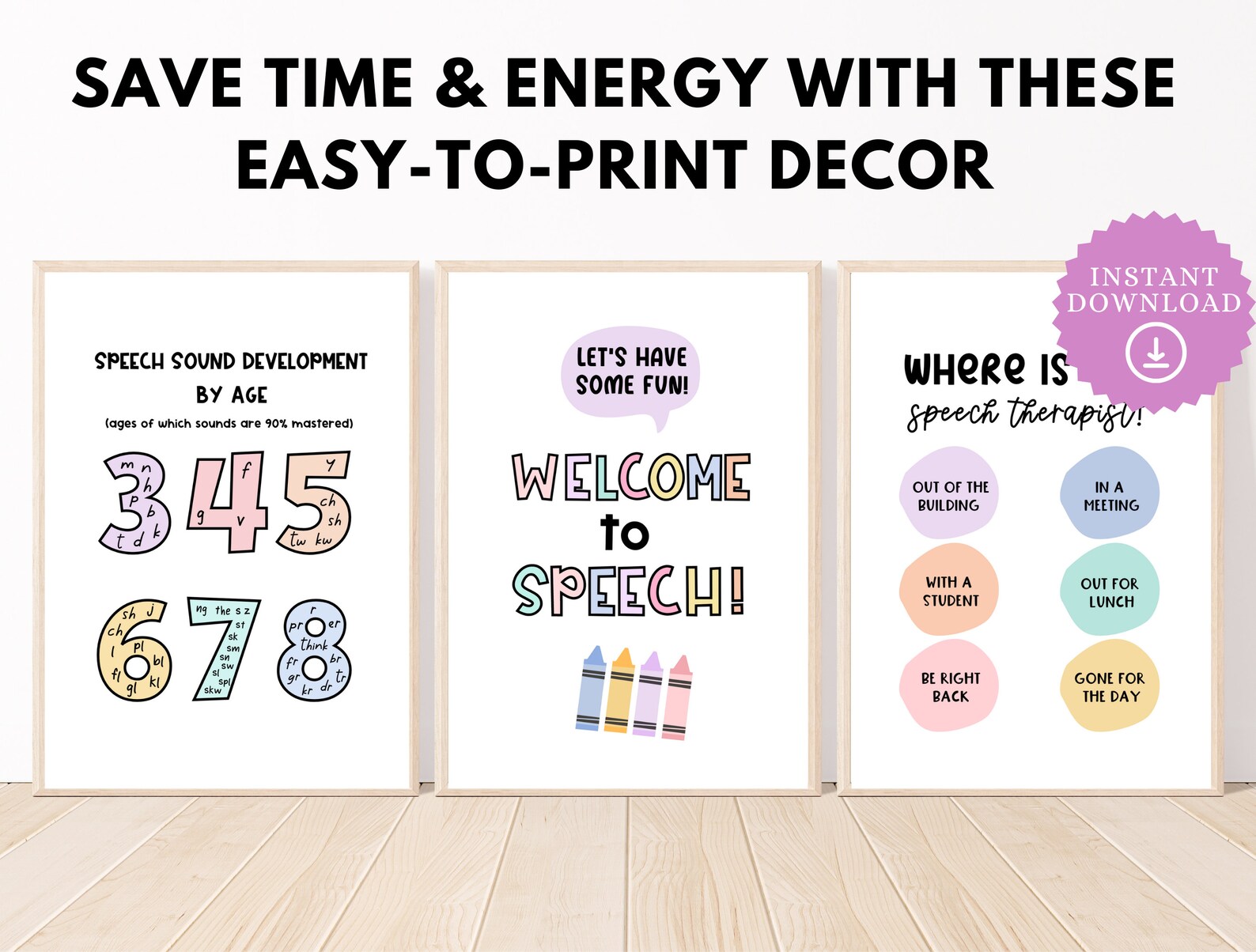 Pastel Speech Therapy Decor, Set of 6, Speech Classroom Decor, Speech ...