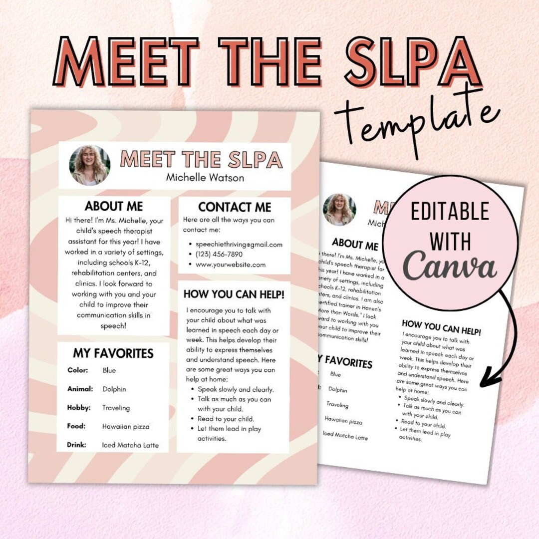 Meet the SLPA Editable Template Meet the Speech Therapist - Etsy