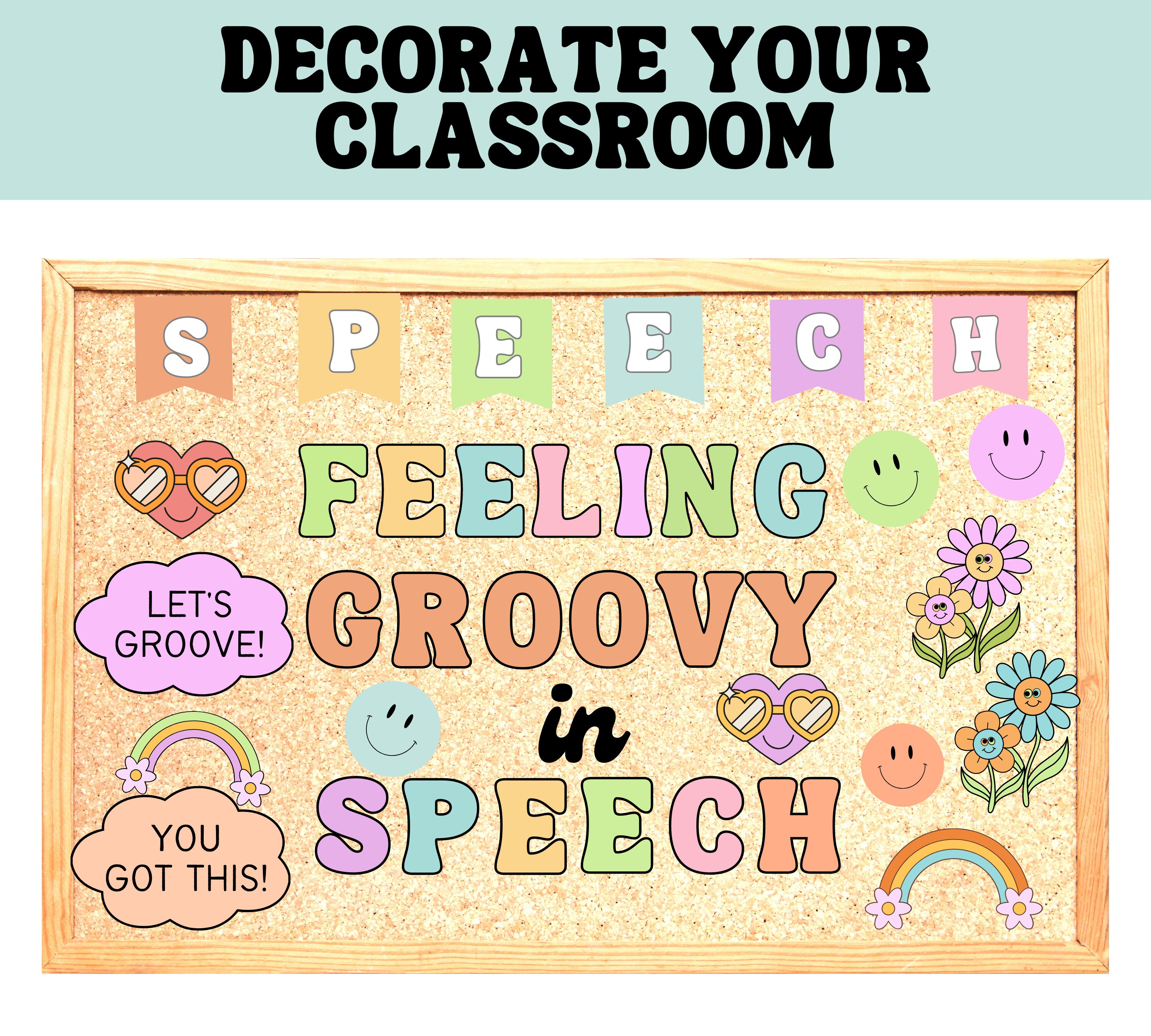 Groovy Speech Bulletin Board Speech Bulletin Board Kit - Etsy