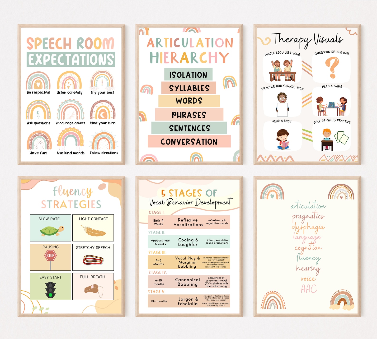 Pastel Rainbow Speech Therapy Classroom Decor, Speech and Language ...