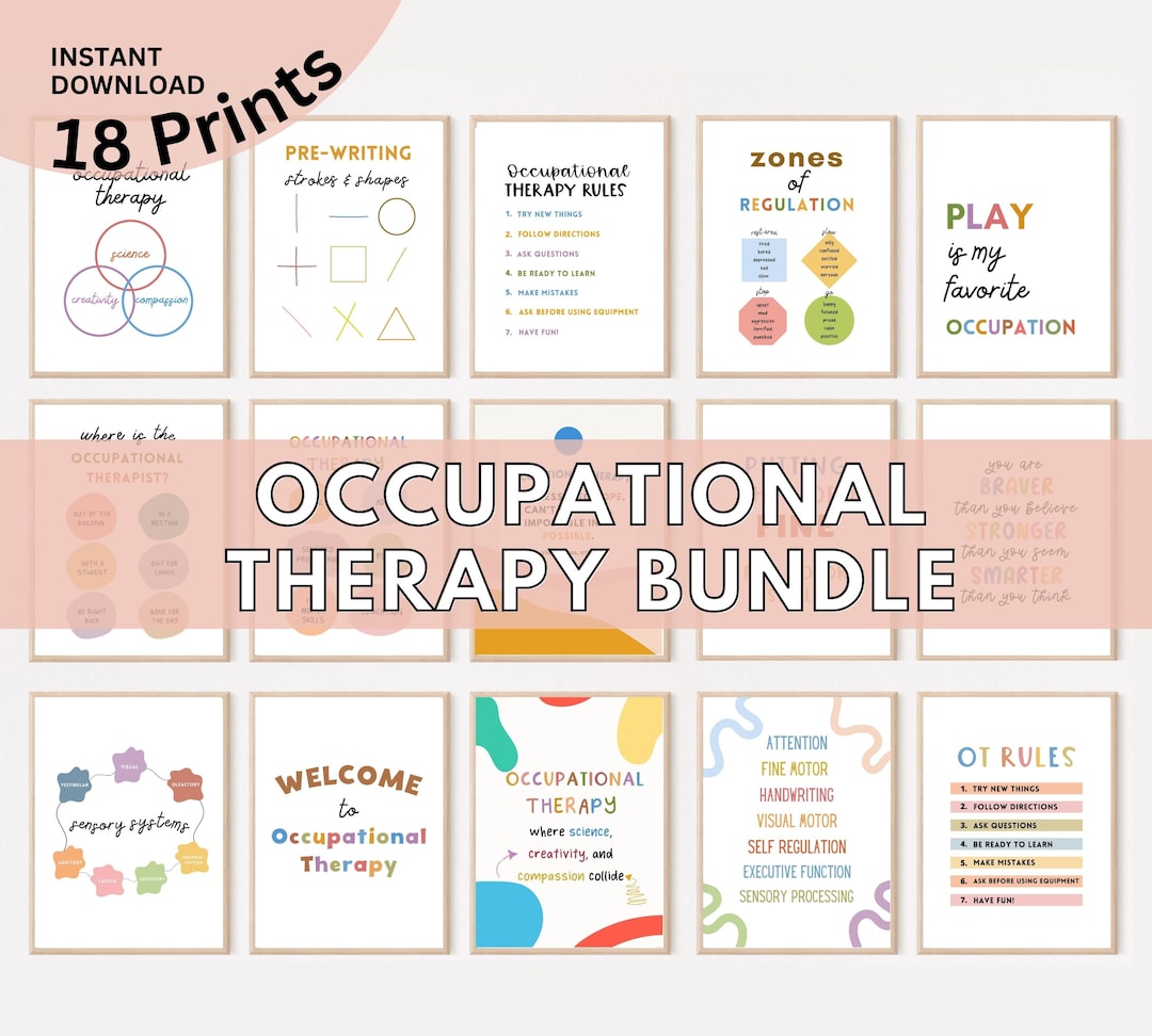 Occupational Therapy Posters, Set of 18, Occupational Therapy Bundle, OT Posters, Occupational ...
