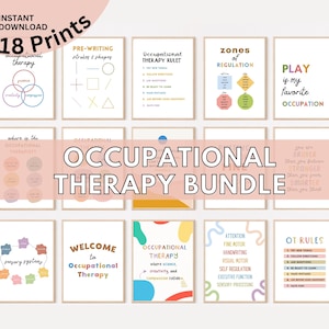 Occupational Therapy Posters, Set of 18, Occupational Therapy Bundle ...