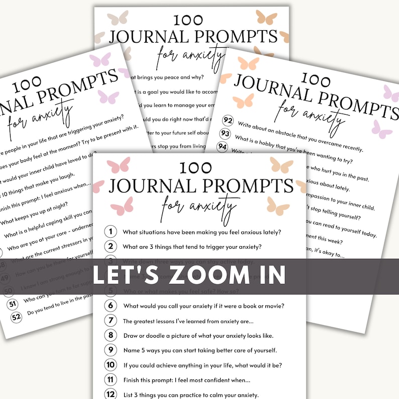 100 Journal Prompts for Anxiety Printable Journal Pages - Etsy