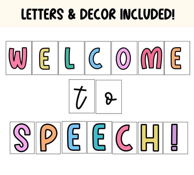 Speech Bulletin Board Kit: Welcome to Speech Classroom Decor, Colorful ...