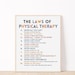 Physical Therapy Poster, the Laws of Physical Therapy, Physical Therapy ...