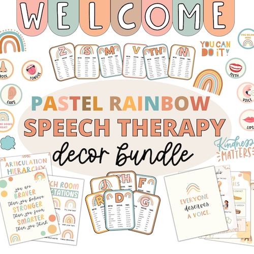 Pastel Rainbow Speech Therapy Classroom Decor Speech and - Etsy