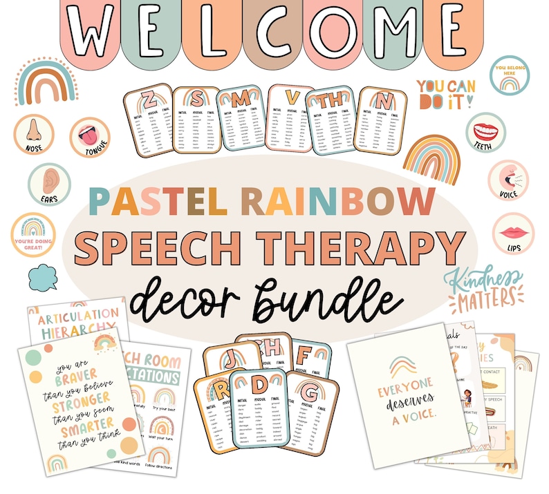 Pastel Rainbow Speech Therapy Classroom Decor Speech and - Etsy
