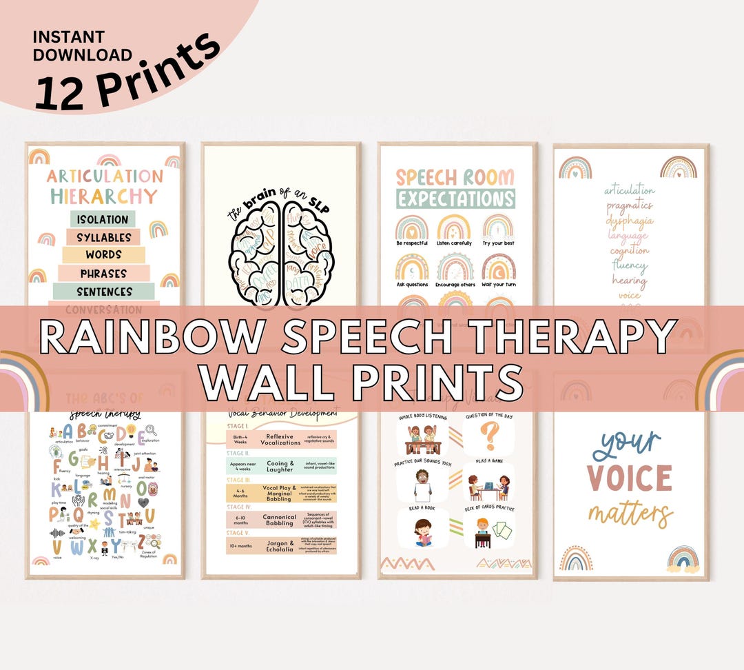 Rainbow Welcome to Speech Bundle, Set of 12, Printable SLP Posters ...