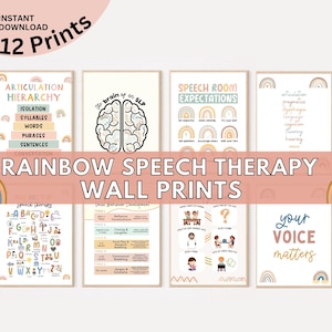 Rainbow Welcome to Speech Bundle, Set of 12, Printable SLP Posters ...