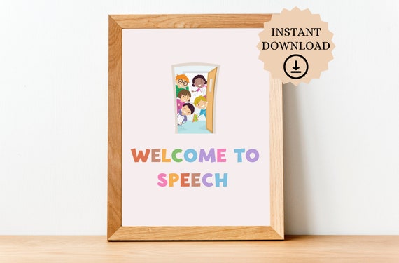 Welcome to Speech Therapy Sign Speech Therapy Room Sign SLP - Etsy