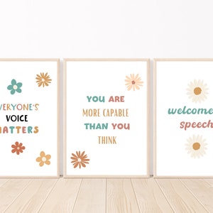 Boho Speech Decor, Set of 3, Speech Therapy Room Decor, Speech ...