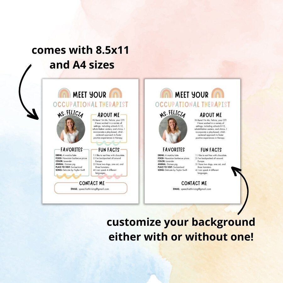 Meet the Occupational Therapist, Meet the OT Template, Canva Editable ...