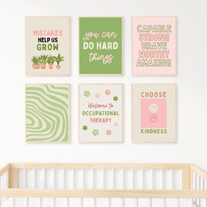Occupational Therapy Green and Pink Poster Bundle, Set of 6 ...