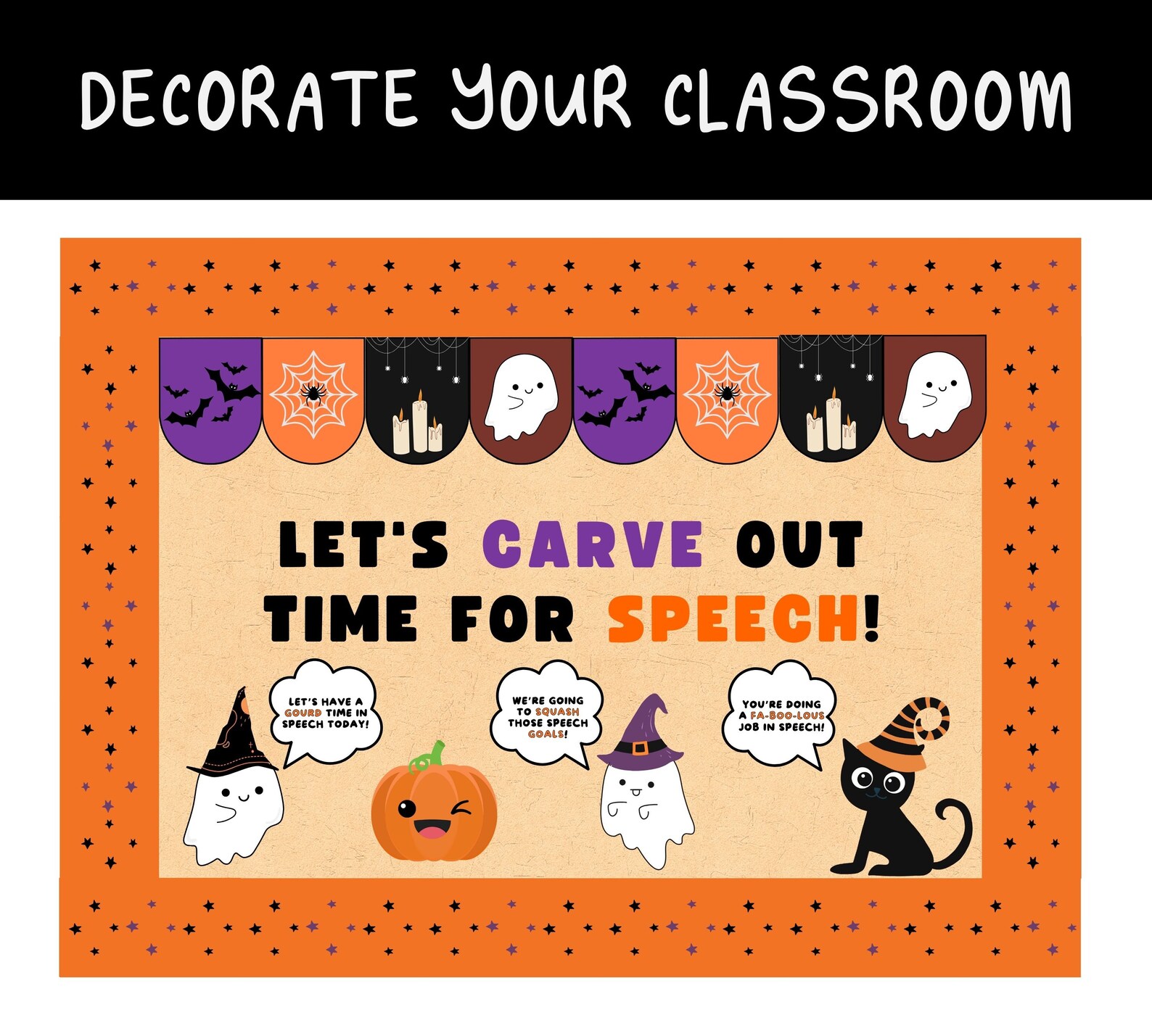 Speech Therapy Fall Decor Bulletin Board Halloween Speech - Etsy