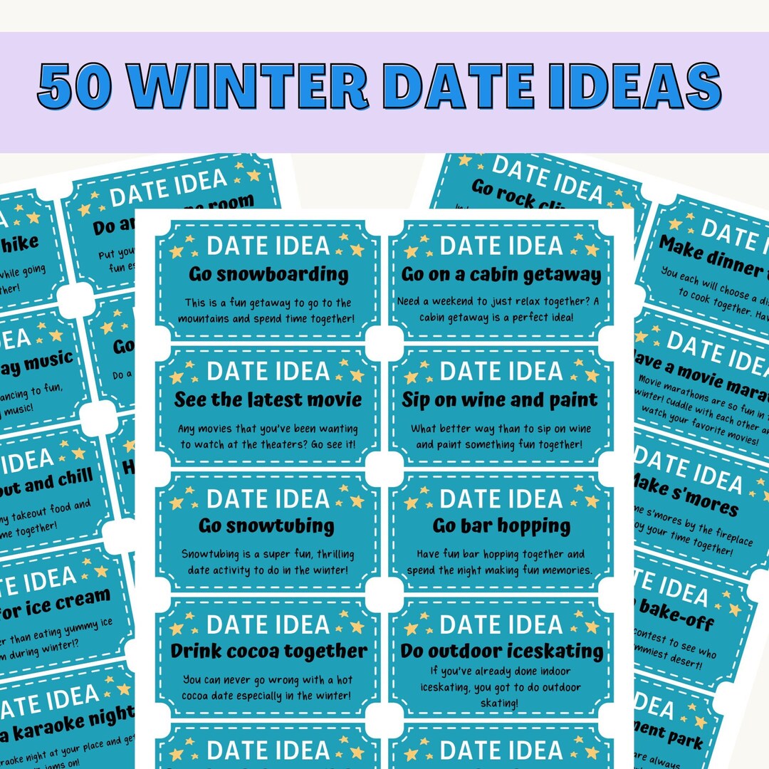 50 Date Ideas Winter Date Night Cards Date Night Jar Ideas Date 50 Date Ideas Winter Date Night Cards Date Night Jar Ideas Date